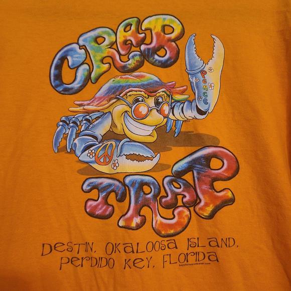 Gildan | Shirts | Vintage Mens Crab Trap Okaloosa Island Hippie Orange ...